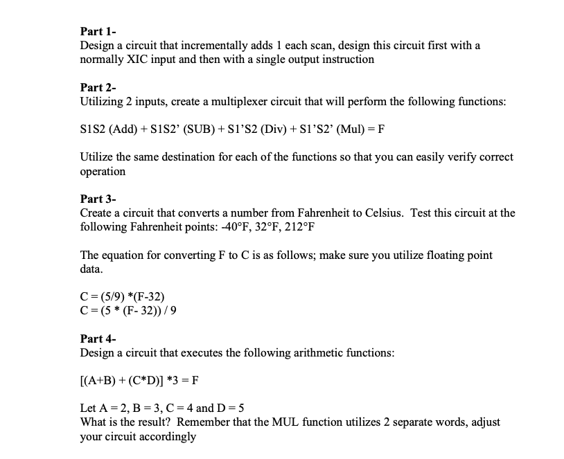 Part 1 - Design a circuit that incrementally adds 1 | Chegg.com