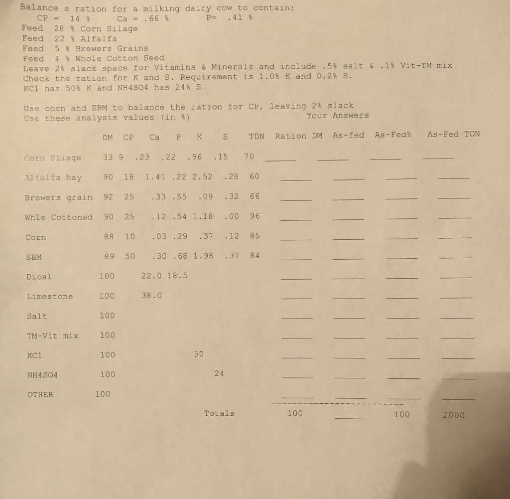 Would you be able to help me find the Ration DM for | Chegg.com