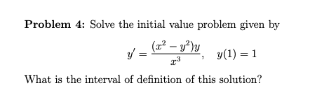 Solved Problem 4: Solve the initial value problem given by y | Chegg.com