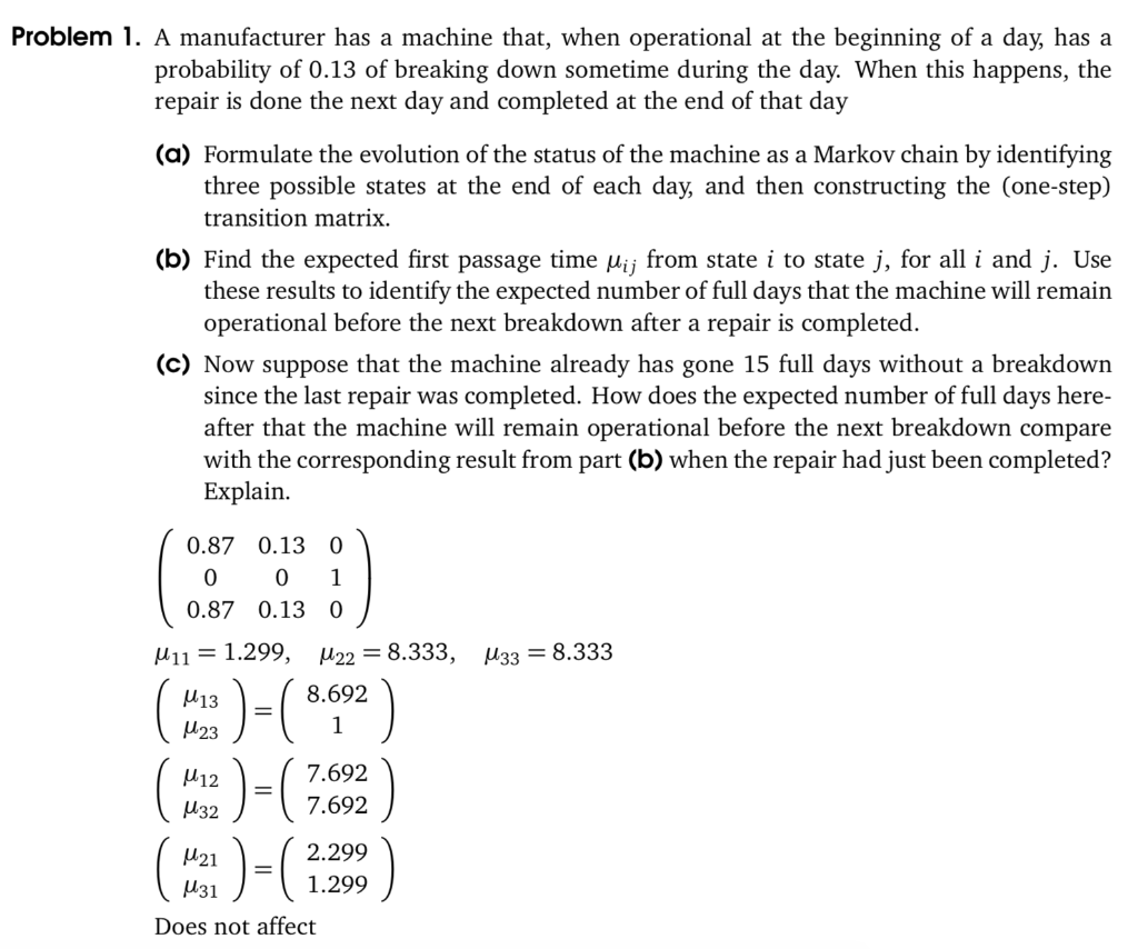 Solved Problem 1. A manufacturer has a machine that, when | Chegg.com