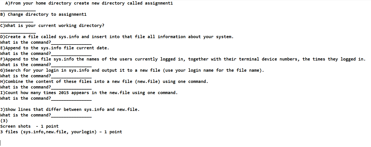 Solved A)From your home directory create new directory | Chegg.com