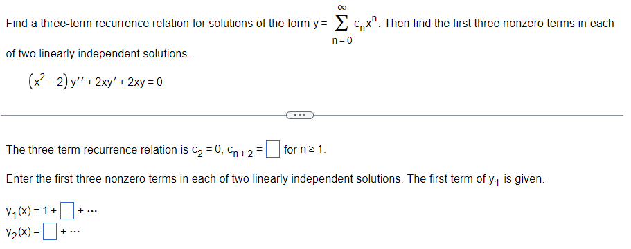 Solved Find a three-term recurrence relation for solutions | Chegg.com