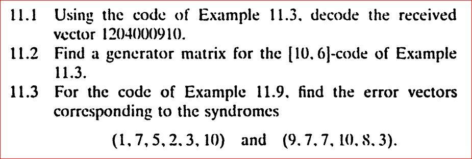 11.1 Using the code of Example 11.3. decode the | Chegg.com