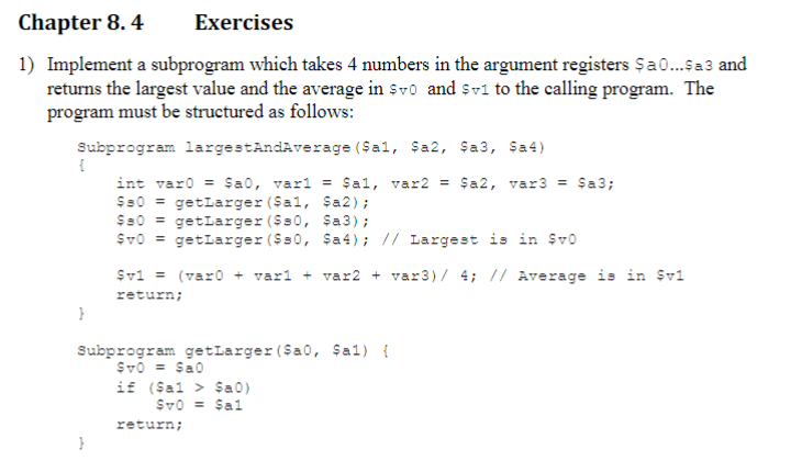Solved Chapter 8 4exercisesimplement A Subprogram Which 