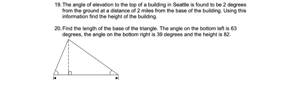 Solved 19. The angle of elevation to the top of a building | Chegg.com