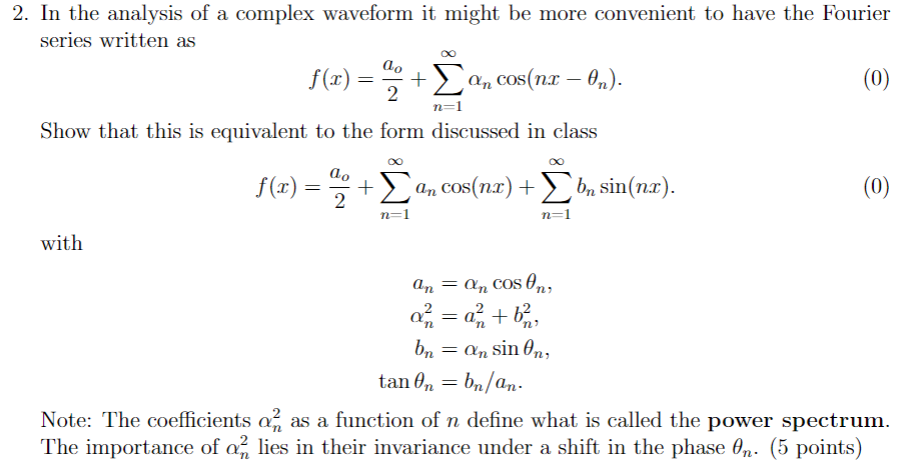 Solved f(1) = 2. In the analysis of a complex waveform it | Chegg.com