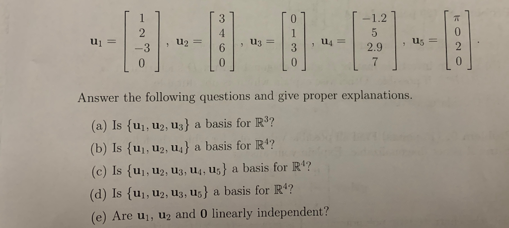 Solved 1 -1.2 5 Uį = U2 = -3 1, U3 = 2 , 14 = 29 ( 7 Answer | Chegg.com