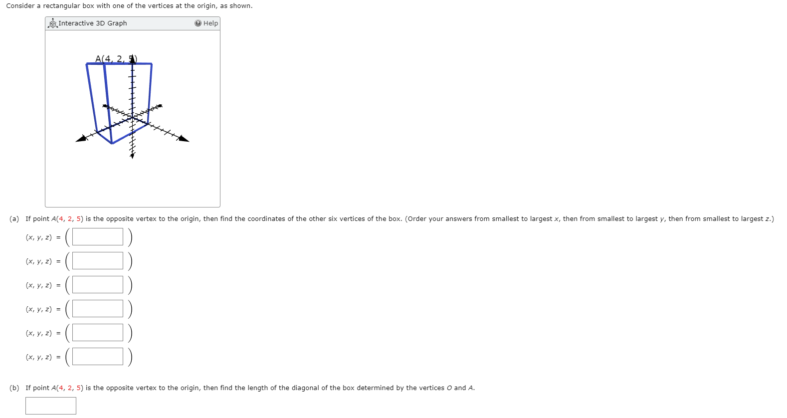 Solved Consider a rectangular box with one of the vertices | Chegg.com