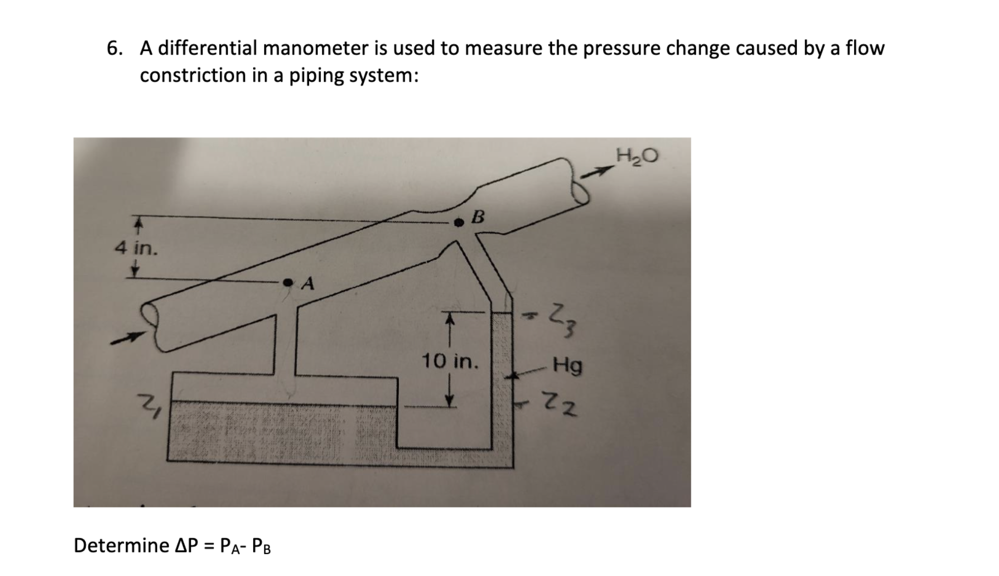 Solved 6. A differential manometer is used to measure the | Chegg.com