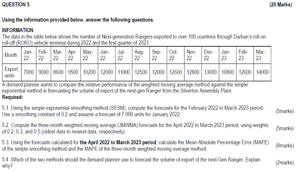 Solved Using the information provided below, answer the | Chegg.com