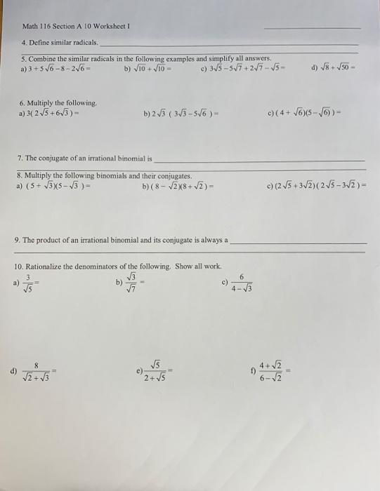 Solved Math 116 Section A 10 Worksheet I 4. Define similar | Chegg.com