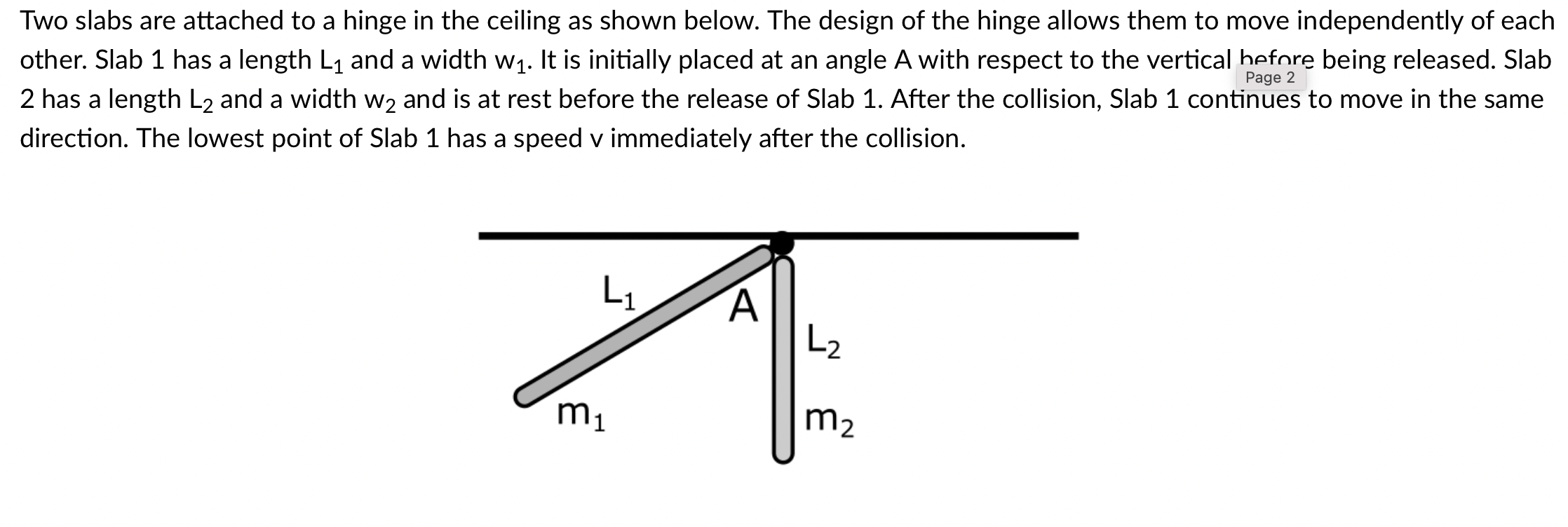 Solved Page 2 Two slabs are attached to a hinge in the | Chegg.com