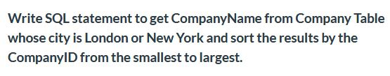 Solved Write SQL statement to get CompanyName from Company | Chegg.com