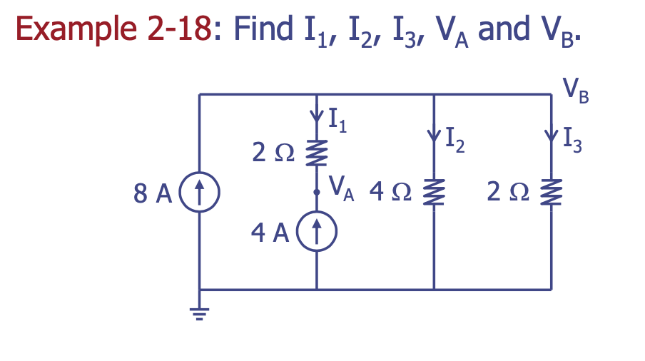 Solved Example 2-18: Find I1,I2,I3, VA and VB | Chegg.com