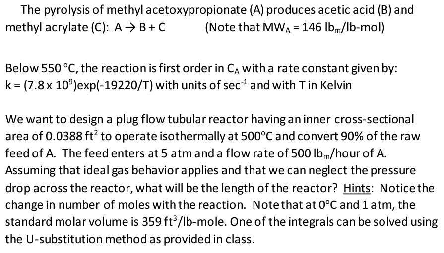 Solved The pyrolysis of methyl acetoxypropionate (A) | Chegg.com
