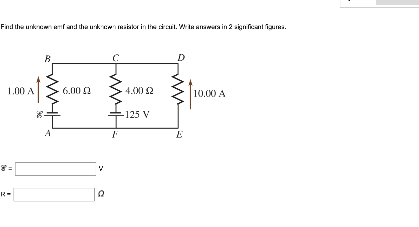 Solved Find the unknown emf and the unknown resistor in the | Chegg.com