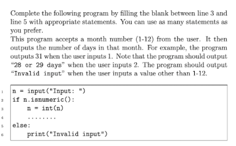 Complete the following program by filling the blank | Chegg.com