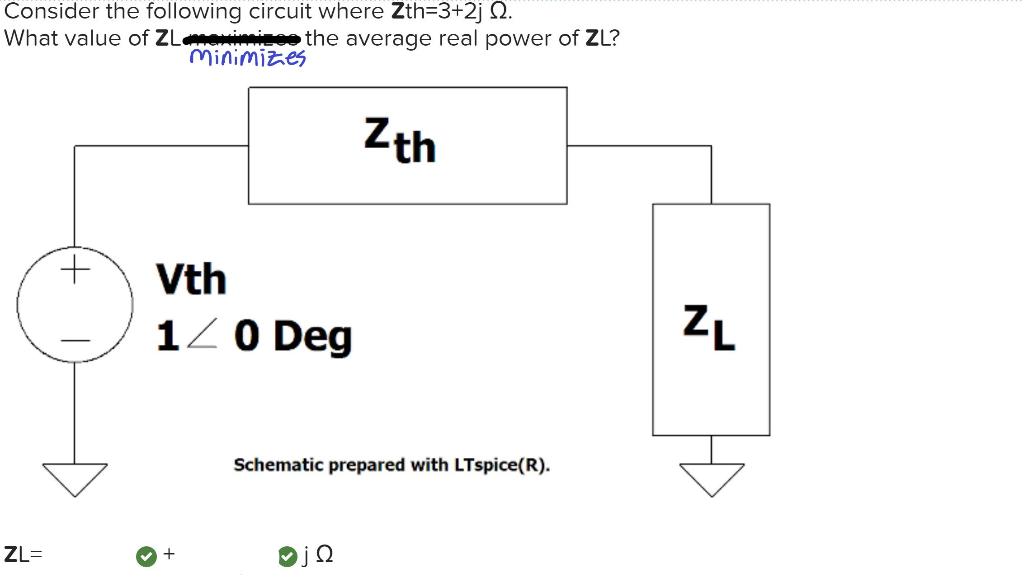 Solved Consider the following circuit where Zth=3+2j N. What | Chegg.com