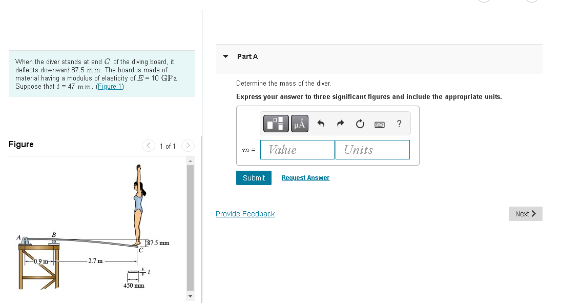 Solved When the diver stands at end of the diving board, it | Chegg.com