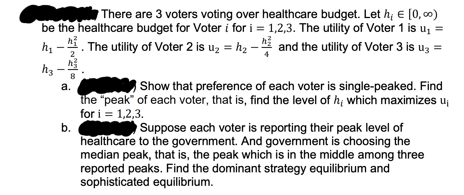 Solved There are 3 voters voting over healthcare budget. Let | Chegg.com