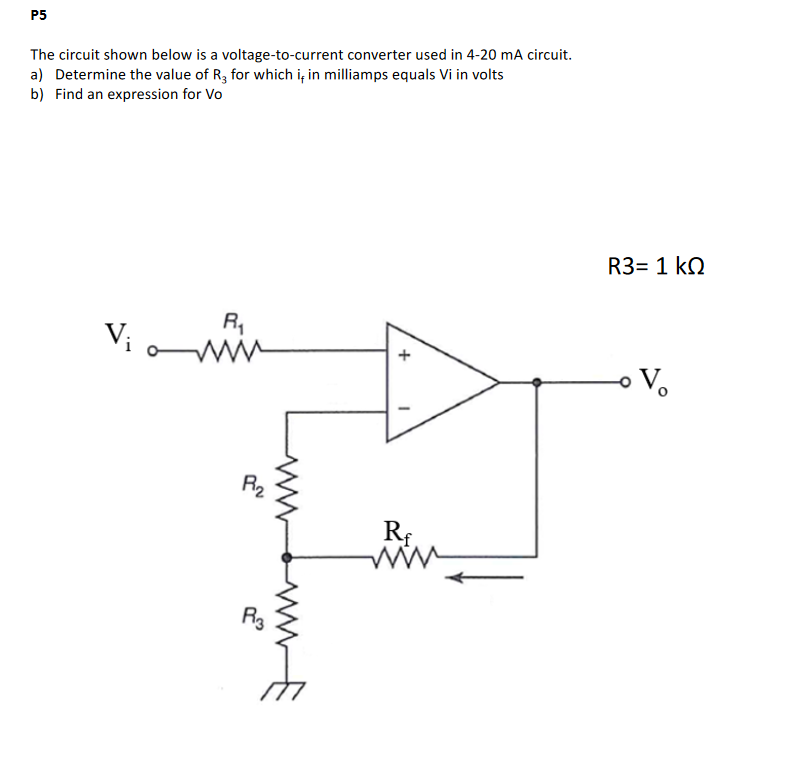 Solved The circuit shown below is a voltage-to-current | Chegg.com
