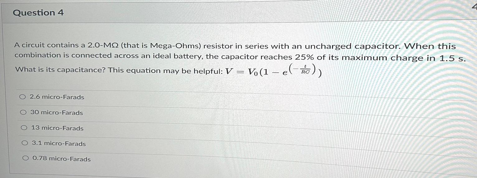 Solved A circuit contains a 2.0-M (that is Mega-Ohms) | Chegg.com