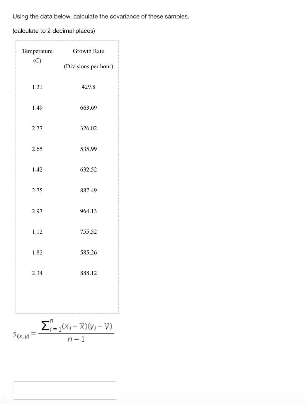 Using the data below, calculate the covariance of | Chegg.com