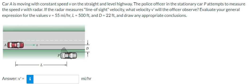 Solved Car A ﻿is moving with constant speed v ﻿on the | Chegg.com