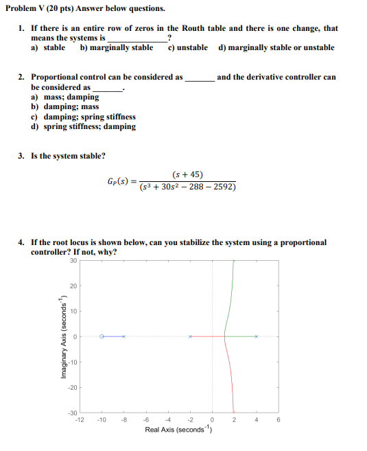 Solved Problem V (20 pts) Answer below questions. 1. If | Chegg.com