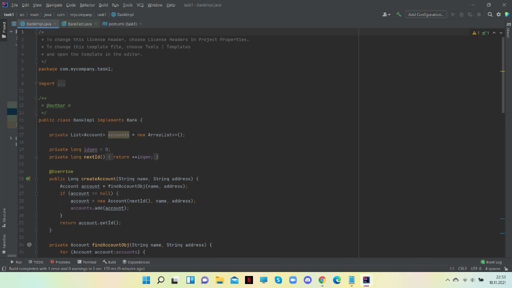 taski - Bankmpl.java Eile Edit View Navigate Code | Chegg.com