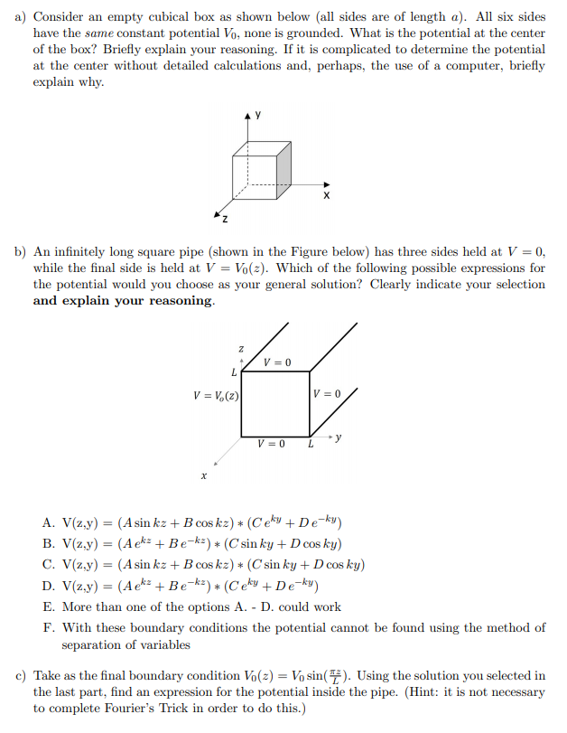Solved a) Consider an empty cubical box as shown below (all | Chegg.com