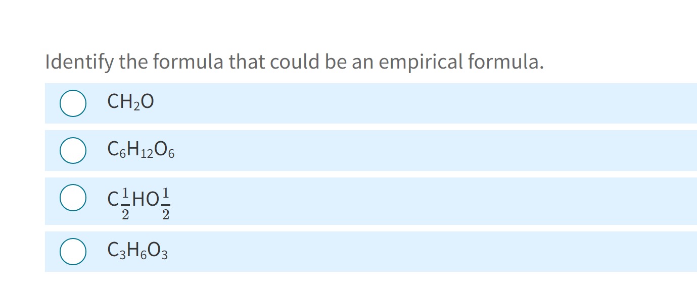 Solved Identify the formula that could be an empirical | Chegg.com