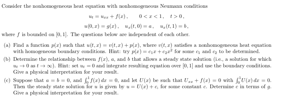 Solved Consider the nonhomogeneous heat equation with | Chegg.com