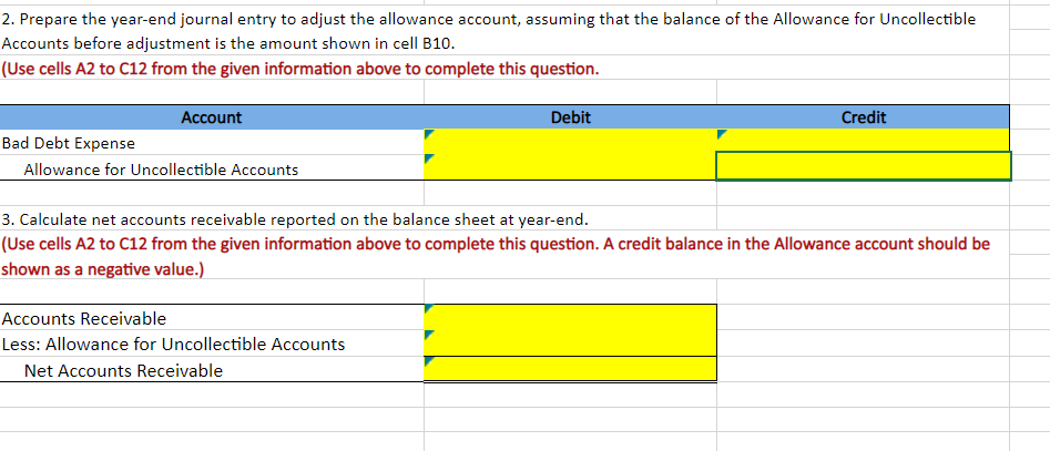 Solved Allowance for Uncollectible Accounts (credit balance) | Chegg.com