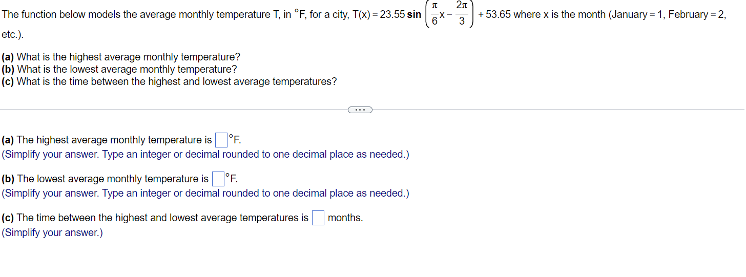 Solved The function below models the average monthly | Chegg.com