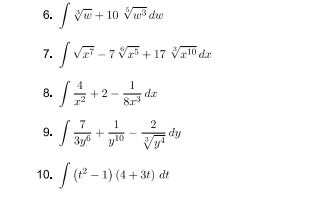 Solved Please answer ALL this following integrals. Show step | Chegg.com