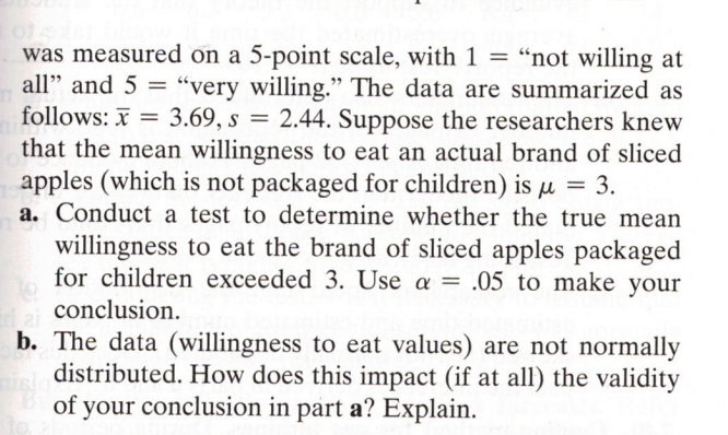 Solved was measured on a 5-point scale, with 1= "not willing | Chegg.com
