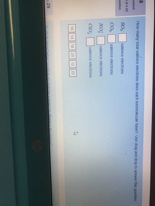 Solved 8 How many total valence electrons does each | Chegg.com