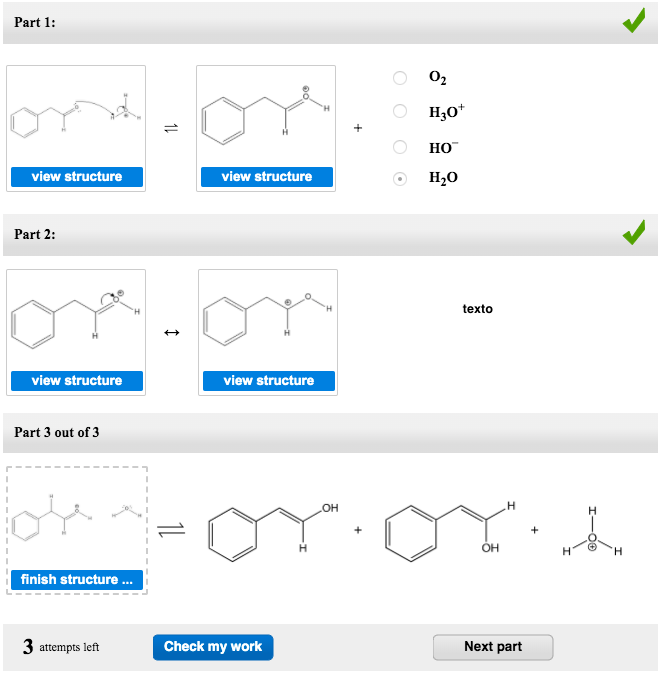 Solved Part 1: 02 H30* 11 HO view structure view structure | Chegg.com