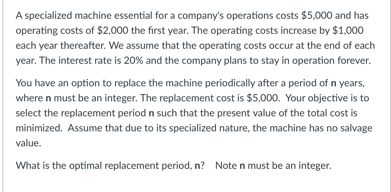 Solved A specialized machine essential for a company's | Chegg.com