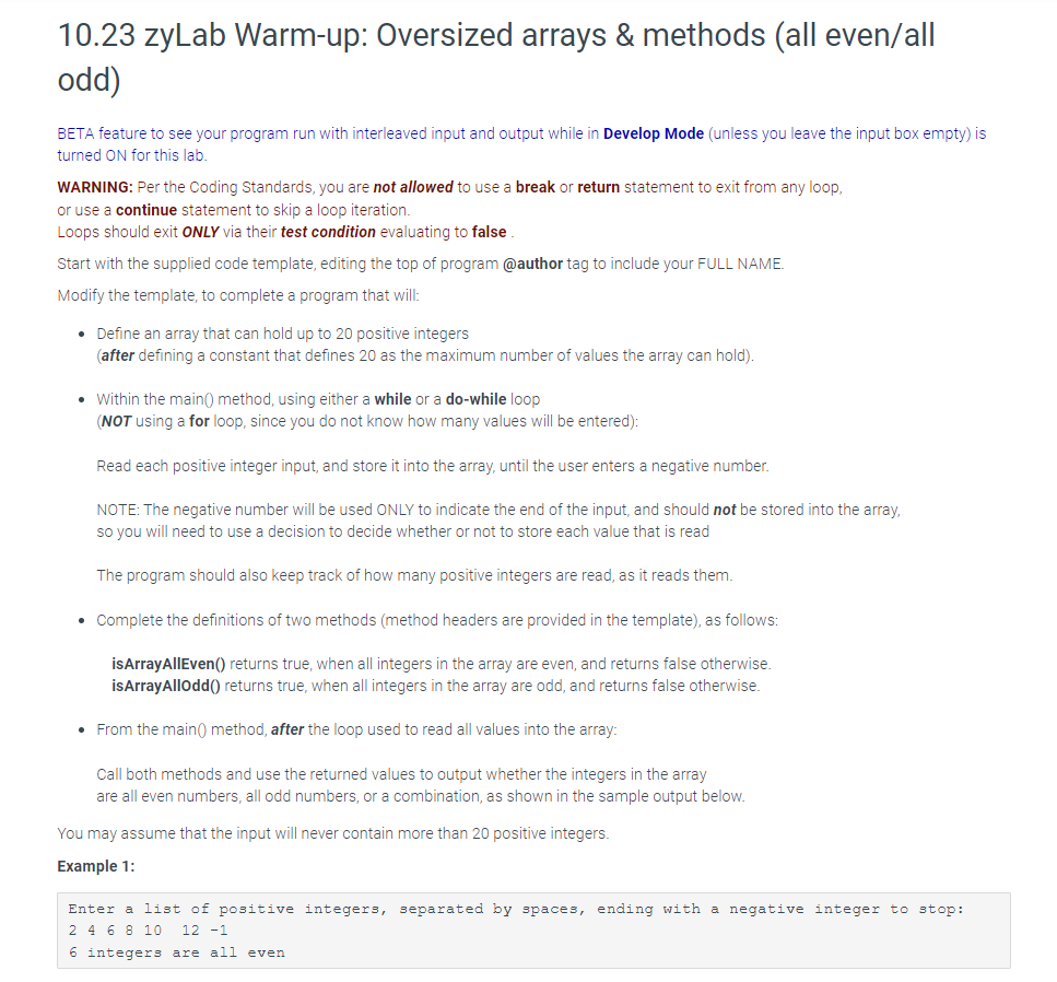 Solved BETA feature to see your program run with interleaved | Chegg.com