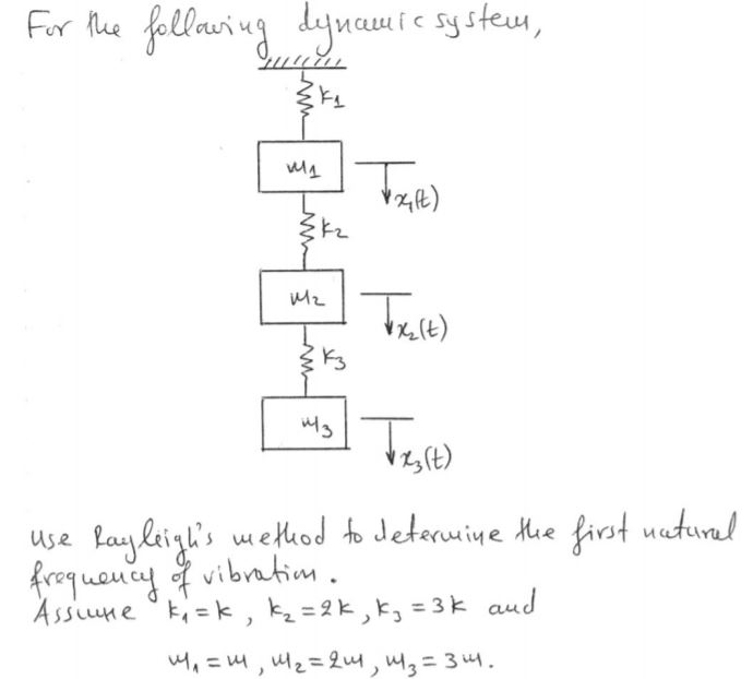 Solved For the following dynamic system, Use Rayleigh's | Chegg.com