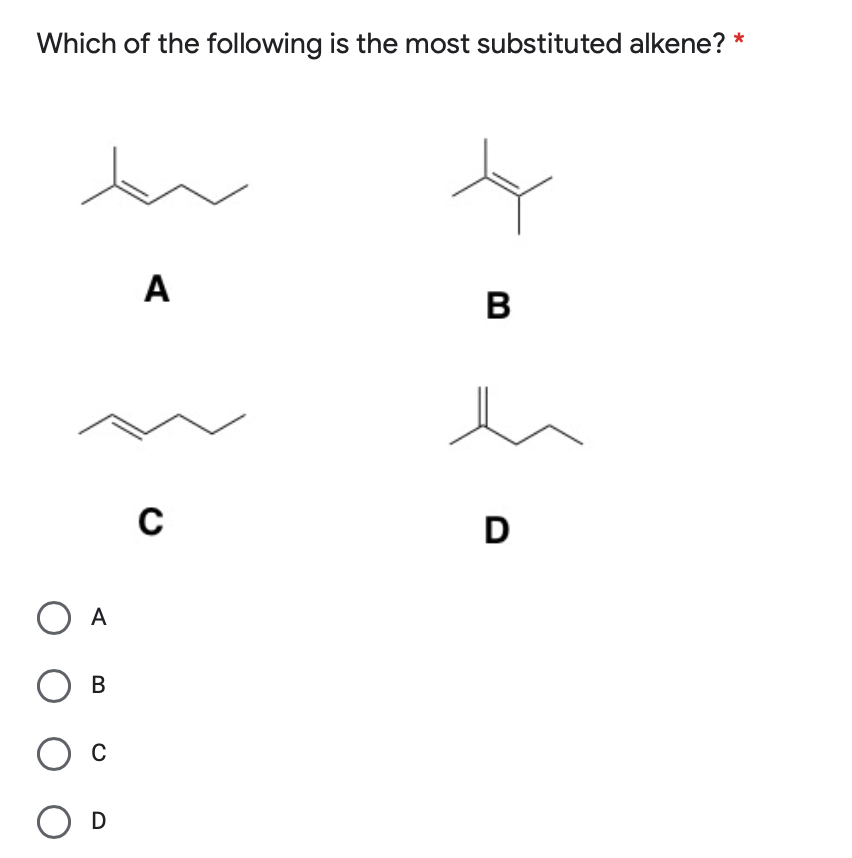 Solved Which of the following is the most substituted | Chegg.com