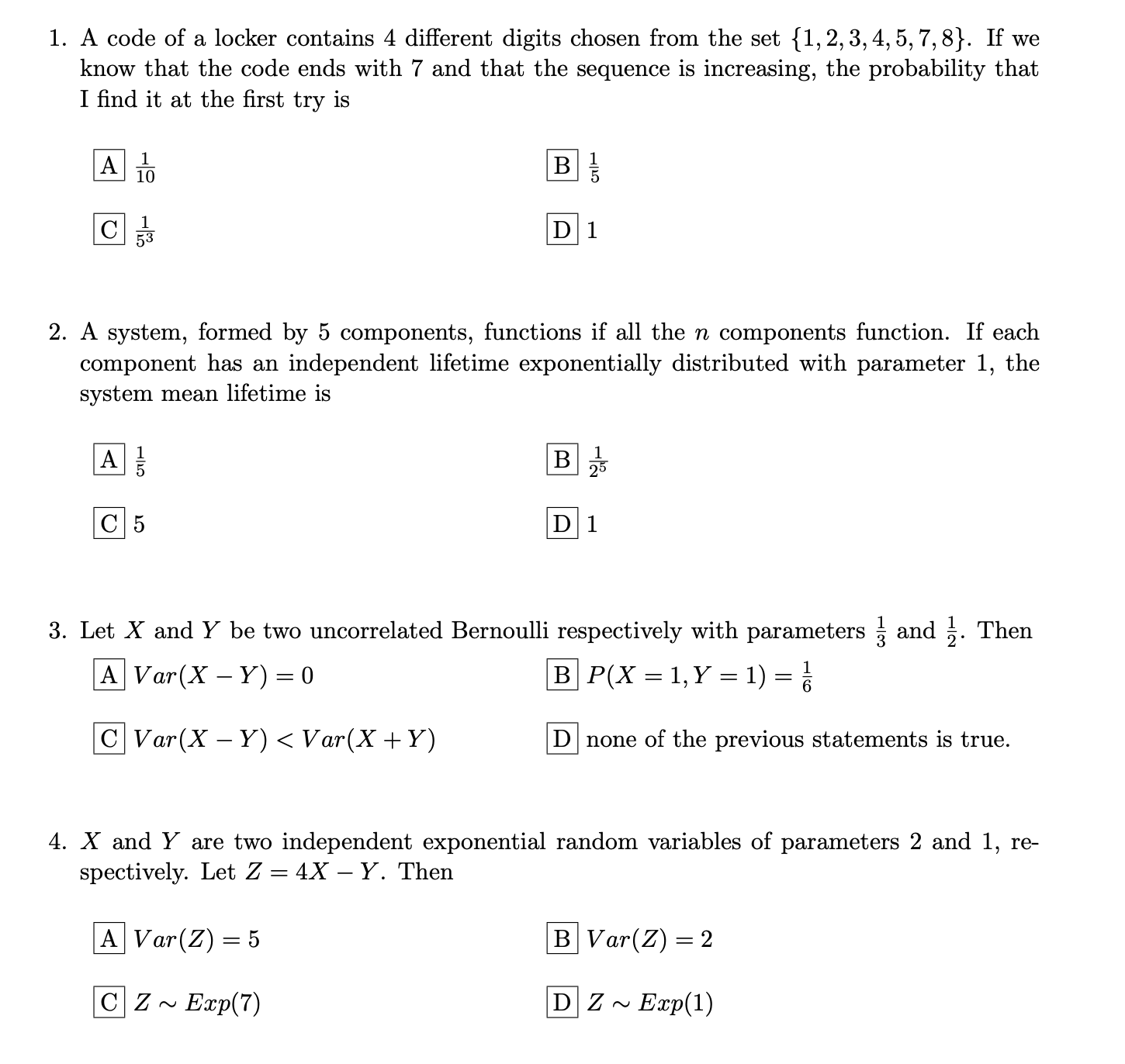 Solved 1. A code of a locker contains 4 different digits | Chegg.com