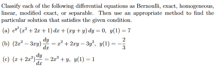 Solved Classify each of the following differential equations | Chegg.com