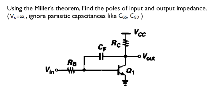 Solved Using the Miller's theorem, Find the poles of input | Chegg.com