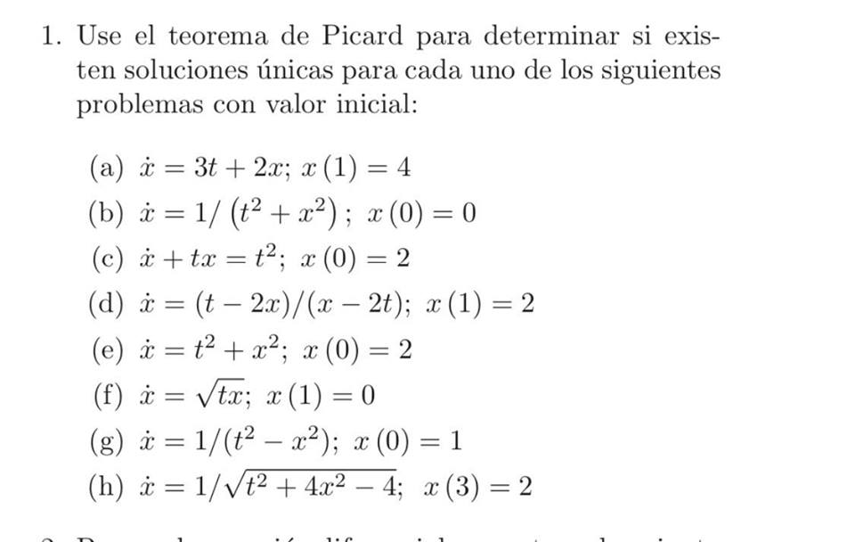 Solved 1. Use Picard's theorem to determine if there are | Chegg.com