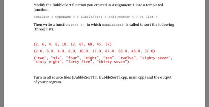 Solved Modify The Bubblesort Function You Created In 