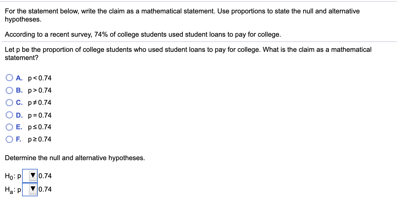 Solved For the statement below, write the claim as a | Chegg.com