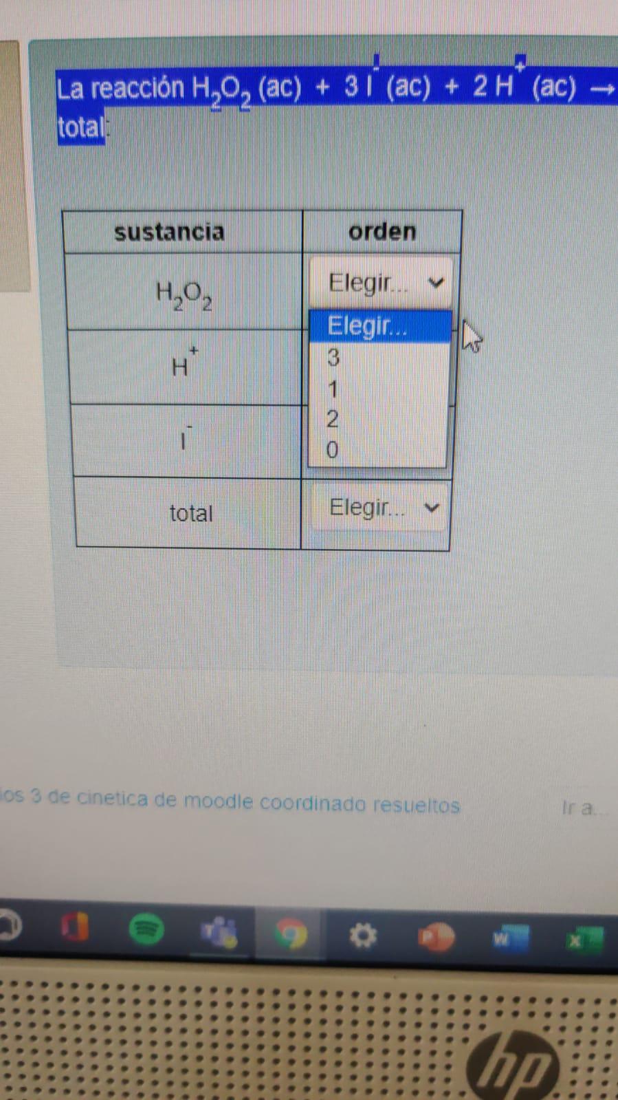Solved The reaction H2O2 (aq) + 3 I- (aq) + 2 H + (aq) → I3- | Chegg.com